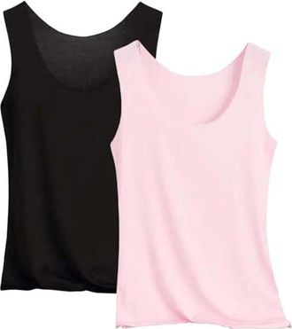 Generic Lot de 2 d&eacute;bardeurs d&eacute;t&eacute; respirants sans coutures pour femme - Sous-v&ecirc;tements basiques sans manches - Grandes tailles - T-shirt fonctionnel pour le yo