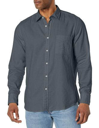 BOSS Herrenhemd aus weichem Flanell mit Knopfleiste, Dunkelblaugr&uuml;n, XX-Large