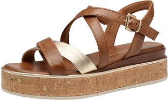 Marco Tozzi Damen Sandalen flach mit Schlie&szlig;e Plateau, Braun (Cognac Comb), 38 EU