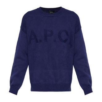 A.P.C. A.p.c., Homme, Pulls, Bleu, Taille: M Pull en coton avec logo