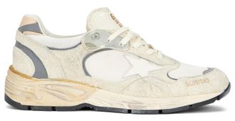 Golden Goose Mens Sneakers Running Dad Suede And Mesh Cream Calfskin Trainers