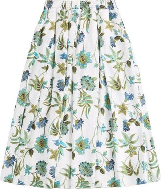 Fay Femme, Jupes, Multicolore, Taille: 44 FR Jupe Midi Imprim&eacute;e &agrave; Fleurs