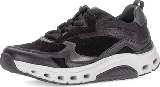 Gabor Damen Low-Top Sneaker, Frauen Sneaker,polsterung,feminin,Wide-fit,h-Weite,Leder-Sohle,Cherry,Merlot,Gold,schwarz/antiksilb.,38.5 EU / 5.5 UK