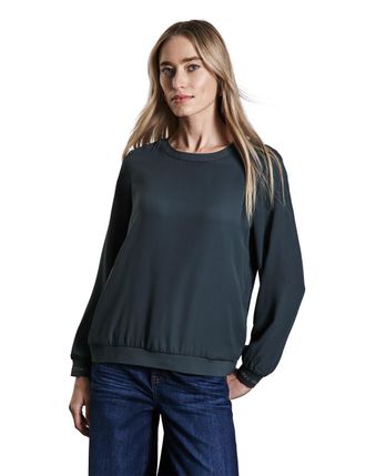 Street One Damen A322503 Materialmix-Shirt, Cool Vintage Green, 36 EU