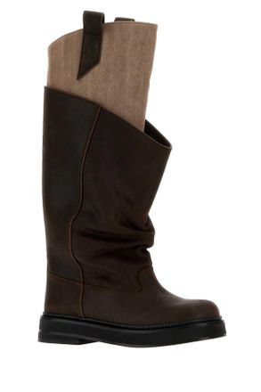 The Attico Womens Chocolate Leather New Robin Passeggiata Boots Darkbrown Stivali