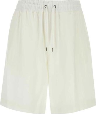 Giorgio Armani Homme, Shorts, Blanc, Taille: XL Bermuda en toile de lin &agrave; devant plat Giorgio Armani