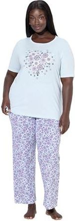 Ulla Popken Pyjama, Snow-Kissed Flowers, Bleu, 58-60 Femmes