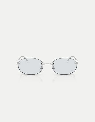 Ray-Ban Rb3767 Transitions Colour Touch - Ovale Sonnenbrille in Silber mit blauen, selbstt&ouml;nenden Gl&auml;sern