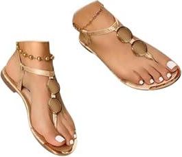 Generic Sandales pour femme avec bride en T et bout ouvert - Style boh&egrave;me - Style boh&egrave;me - Chaussures d&eacute;t&eacute; - Strass - Fleur - Tongs de plage - Tongs de plage 