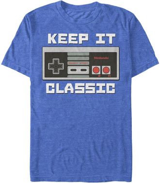 Nintendo Herren Keep It Classic T-Shirt, Royal Heather, Mittel