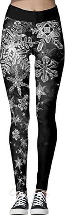 Onsoyours Legging de Yoga pour Femme Imprim&eacute; de No&euml;l Pantalon de Sport Slim Taille Haute Pantalon de Jogging Pantalon de Sport Long Noir XS