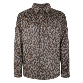 Palm Angels Classic Logo Animalier Overshirt - Homme - Vestes - Brun - Taille: M