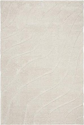 Safavieh Zottelig Teppich für Wohnzimmer, Esszimmer, Schlafzimmer - Florida Shag Collection, Hoher Flor, Creme, 61 X 91 cm