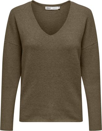 Only Damen Strickpullover V-Ausschnitt Sweater Onlrica Life L/S V-Neck Pullo KNT Noos 15224360,Beech,XS