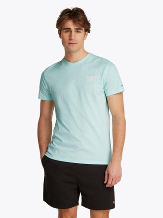 Tommy Jeans T-Shirt TJM SLIM BUBBLE PRINT SS TEE EXT mit gummierten Print