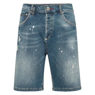 Philipp Plein Formentera Skull Denim Shorts - - Shorts - Herren - Blau - W29