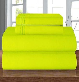 Elegant Comfort Bettw&auml;sche-Set, luxuri&ouml;s, weich, Fadenzahl 1500, &auml;gyptische Qualit&auml;t, Knitter- und lichtbest&auml;ndig, 3 St&uuml;ck Modern Full Lime