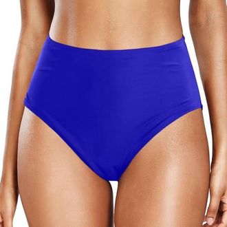 Generic Maillot de bain taille haute r&eacute;tro basique pour femme - Couverture compl&egrave;te - Bas de maillot de bain - Slip de bain gainant - Couleur unie - S&eacute;chage r
