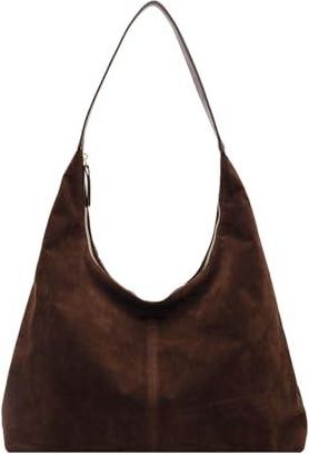 Generic Sac à bandoulière en daim pour femme, sac à main Hobo polyvalent, café, One Size