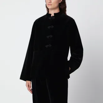 R&oacute;he Schwarze Samtjacke mit Pankou-Verschluss