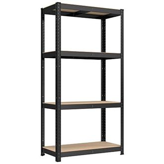 Songmics &Eacute;tag&egrave;re de Rangement &agrave; 4 Niveaux, 40 x 80 x 160 cm, Capacit&eacute; 520 kg, Planches R&eacute;glables, Style Industriel, pour Cuisine, Salon, Noir GLR044B01