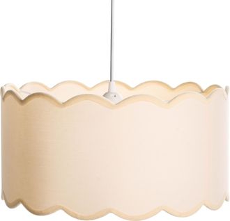 Beliani H&auml;ngelampe Stoffschirm beige/wei&szlig; modernes Design H&auml;ngeleuchte Gairezi