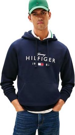 Tommy Hilfiger Brand Love Big Hilfiger Hoodie Mw0Mw41427 Sweat &agrave; Capuche, Blue (Desert Sky), L Homme