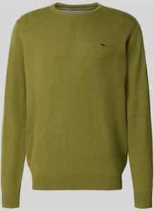 Fynch-Hatton Strickpullover aus reiner Baumwolle mit Logo-Stickerei