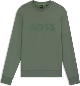 BOSS Boss Salbo Sweat-Shirt pour Homme en Coton Stretch avec Logo Style Sandwich, Open Green, M
