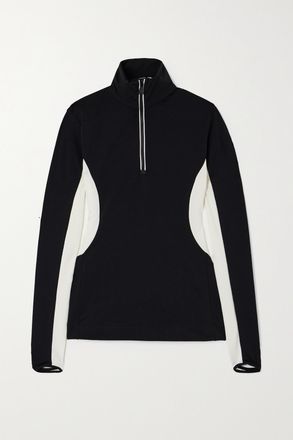 Moncler Zweifarbiges Skioberteil Aus Stretch-jersey - Schwarz