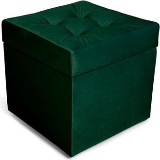 MG Design Pouf Coffre 45 &times; 45 cm Vert - Rangement 50 L, Charge 300 kg, Surface Douce, Entretien Facile - pour Salon, Chambre, entr&eacute;e