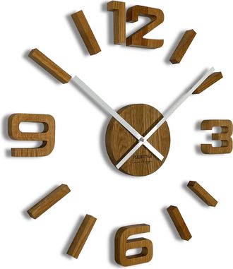 FlexiStyle Wanduhr groß DIY Wanduhren Holz Eiche große 50-75cm für Büro Wohnzimmer Schlafzimmer Dekoartikel ohne tickgeräusche Nicht tickend modern Natur holzopt