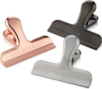 Barista & Co Edelstahl Kaffee Tasche Clips, Set von 3, E-Metals/Mehrfarbig