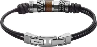 Fossil Herrenarmband aus Edelstahl oder Leder mit Faltverschluss