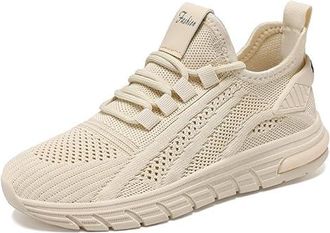 Generic Baskets pour femme - Chaussures de marche confortables - Respirantes - Légères - À enfiler - Pour la gym, le jogging, lentraînement, le tennis, beige,