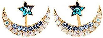 Generic Femmes Moon Star en Forme de Cristal Strass Boucles doreilles Charme Party Stud Oreille Robuste et pratiqueOp&eacute;ration Facile