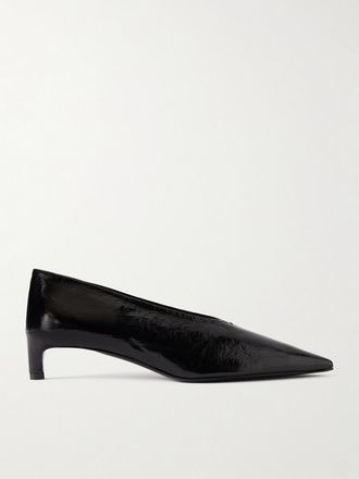 Jil Sander Pumps Aus Lackleder In Knitteroptik - Schwarz