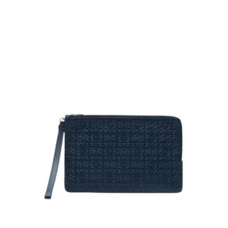 Loewe Pre-owned Embossed Leather Clutch - - Pre-owned - Damen - Blau - ONE SIZE
