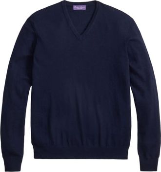 Ralph Lauren Purple Label Kaschmirpullover mit V-Ausschnitt - Blau