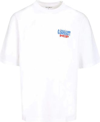 Carhartt Work in Progress Homme, Tops, Blanc, Taille: XL T-shirt &agrave; &eacute;tiquette de bagage S/S