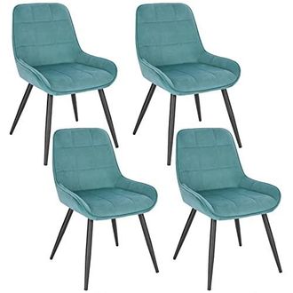 Woltu Lot de 4 Chaises de Salle à Manger, Chaises Relaxantes en Velours, pour Salon, Salle de séjour, Cuisine, Chambre à Coucher, Vert Turc, BH331ts-4