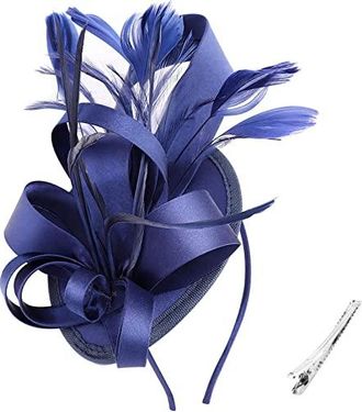 Dreshow Fascinators Chapeau Rubans Plumes sur un Bandeau Clip Cocktail Tea Party Chapeaux pour Filles et Femmes