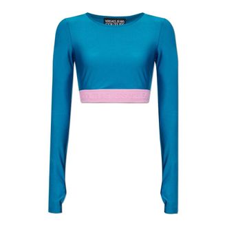 Versace Jeans Couture Femme, Tops, Bleu, Taille: 38 FR Haut court avec manches longues
