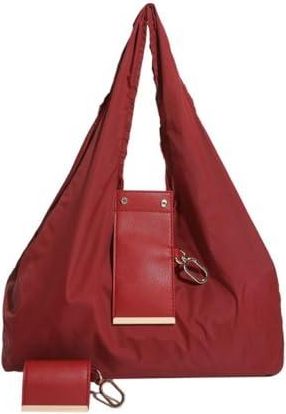 Generic Mini sac fourre-tout pliable et extensible avec porte-cl&eacute;s compact pour le shopping, les voyages, un usage quotidien, bordeaux, 33*27*26cm/12.99*10.66