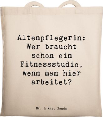 Mr. & Mrs. Panda Tasche Spruch Altenpflegerin Fitness - Geschenk, kreative Geschenke, Schultasche, Zitate Altenpflege, Tote Bag, Beruf, Laptoptasche, soziale Berufe, h