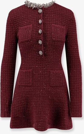 Self Portrait Knitted bordeaux dress with Jewel details - SELF PORTRAIT - gender_Woman