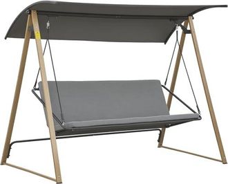 OUTSUNNY Balancelle de Jardin 3 Places en Acier Style Contemporain avec auvent Ajustable - 224 x 133 x 173 cm Gris