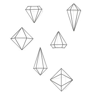 Umbra Prisma Geometrische Wanddekoration - Deko zum Aufhängen an Wand und Decke oder als Tischdekoration Verwendbar, Set mit 6 Prisma Hälften, Metall / Schw
