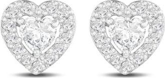 Amazon Essentials Clous doreilles en argent sterling serties dun coeur et dun pavé de zircon cubique