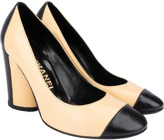 Chanel Hohe Schuhe - Chanel Bicolor Leather Heels (35,5) - Gr. ONE_SIZE - in Beige - f&uuml;r Damen